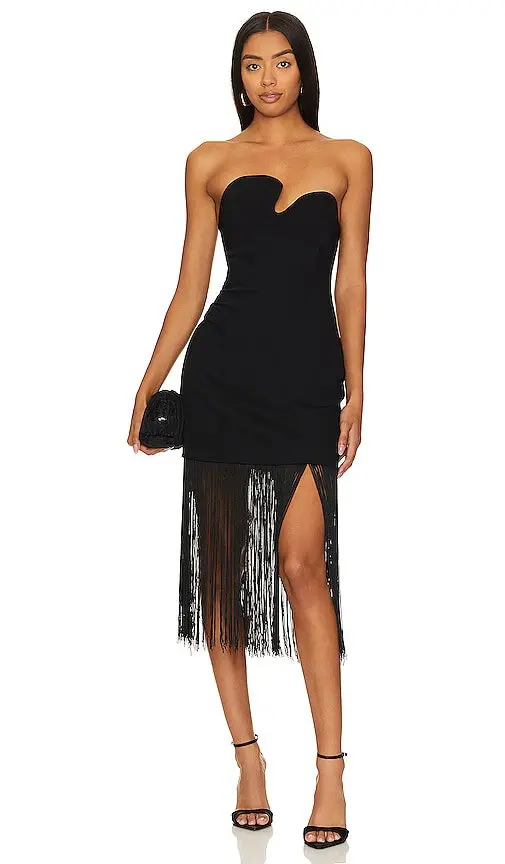 Amanda Uprichard Puzzle Strapless Fringe Dress