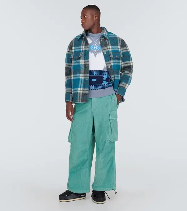 Alanui Velvet Corduroy Cargo Pants - Blue