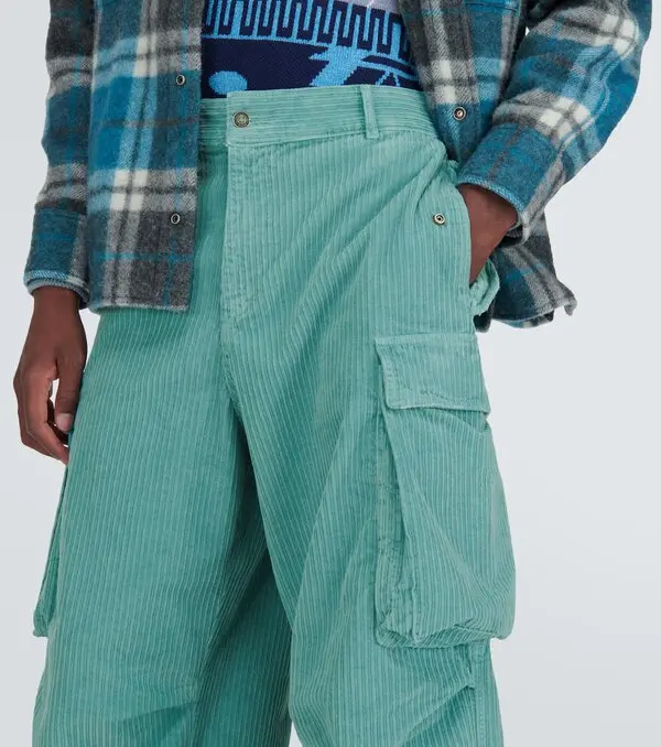 Alanui Velvet Corduroy Cargo Pants - Blue