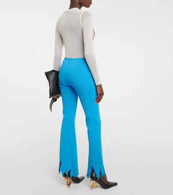 JW Anderson Ribbed-knit Slim Pants - Blue