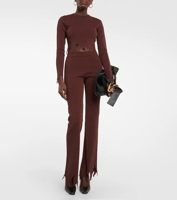 JW Anderson Ribbed-knit Slim Pants - Brown