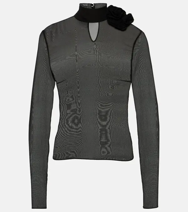 Magda Butrym Floral-appliqué Sheer Silk Blouse