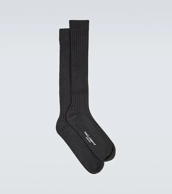 Dolce & Gabbana Cotton And Wool Ribbed Socks - Black