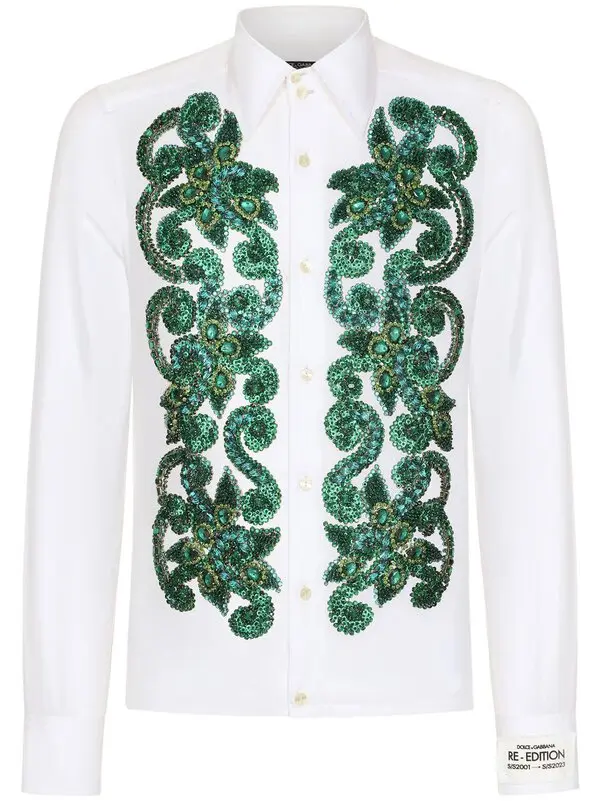 Dolce & Gabbana Embroidered Poplin Shirt - White