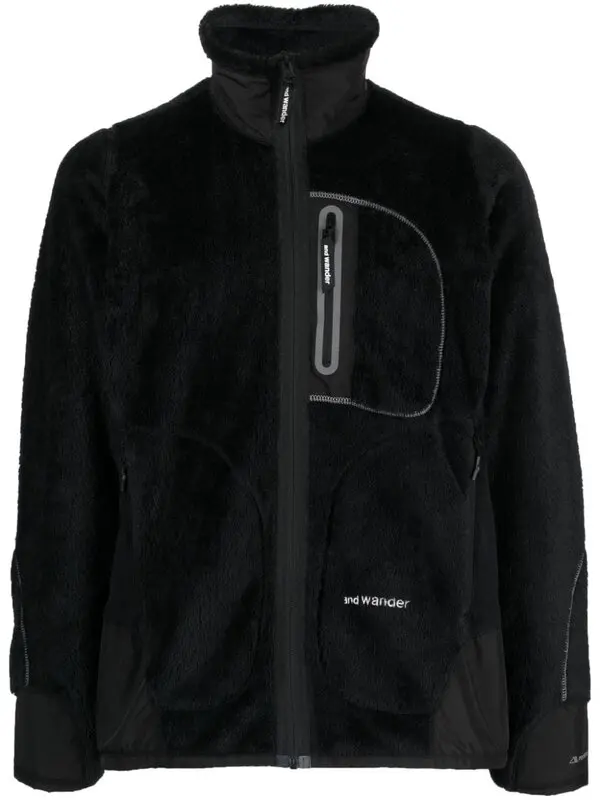 AND WANDER Embroidered Logo Fleece Jacket