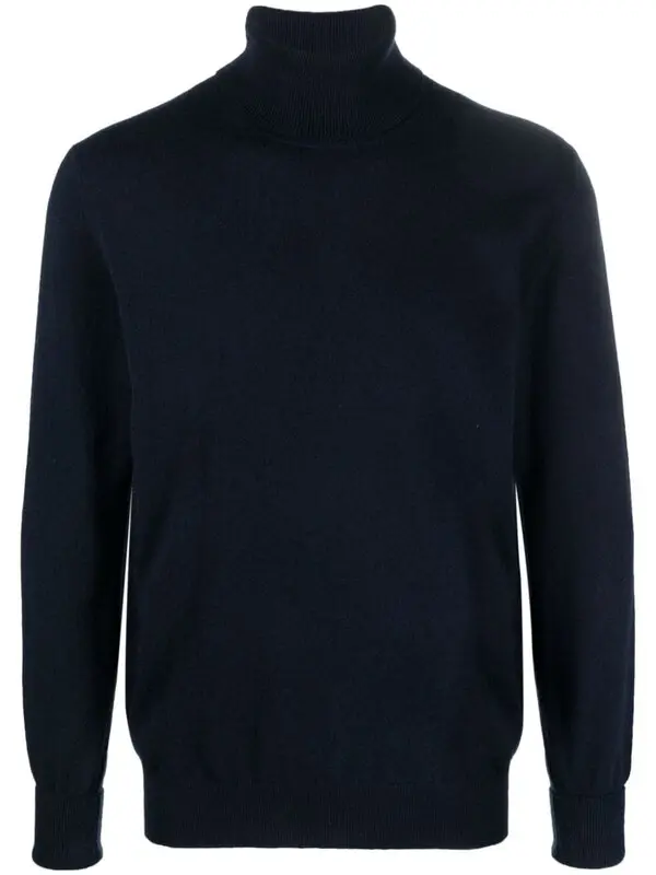 BALLANTYNE Logo-embroidered Roll-neck Cashmere Jumper - Blue