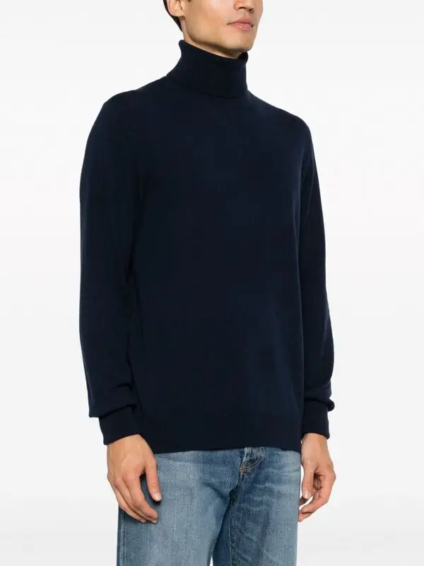 BALLANTYNE Logo-embroidered Roll-neck Cashmere Jumper - Blue