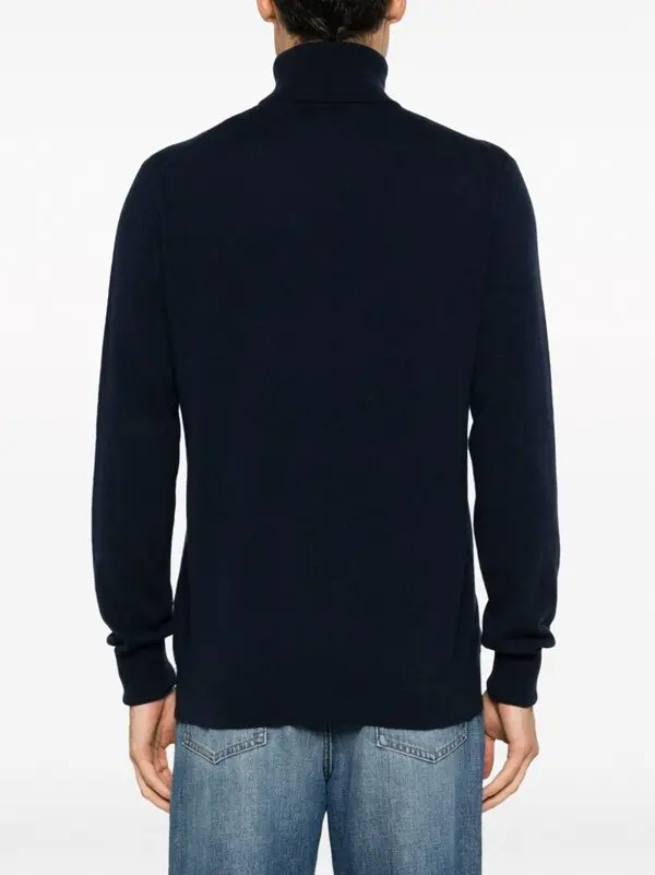 BALLANTYNE Logo-embroidered Roll-neck Cashmere Jumper - Blue