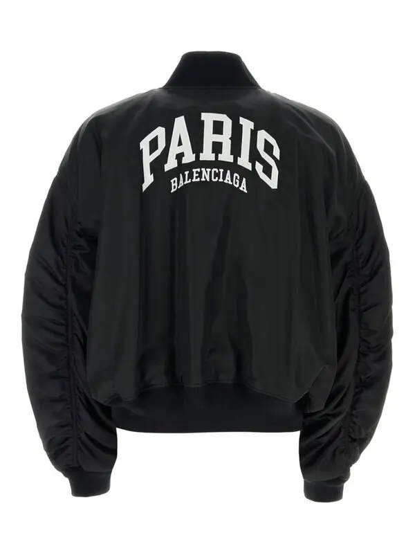Balenciaga Paris Oversized Bomber Jacket In Black - 25% Off