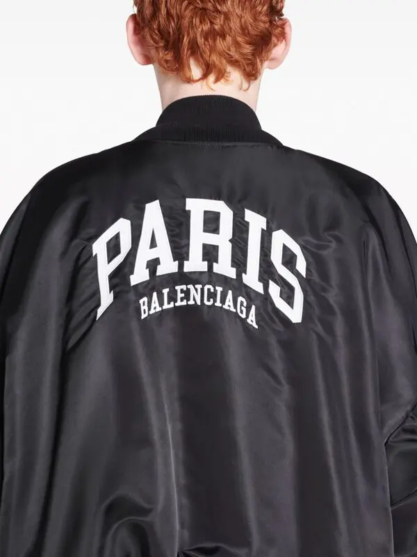 Balenciaga Paris Oversized Bomber Jacket - Black | Editorialist
