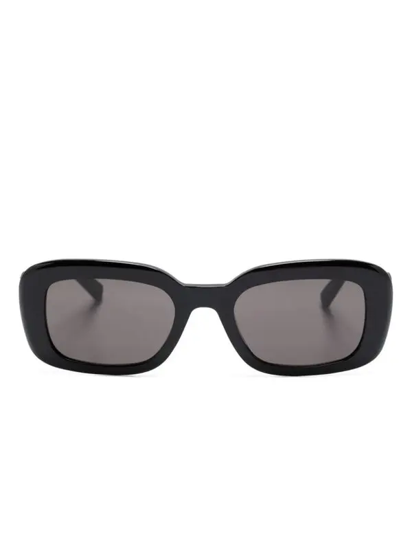 Saint Laurent Logo Plaque Rectangle Sunglasses - Black