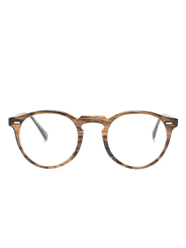 Oliver Spencer Patterned Round-frame Glasses - Brown