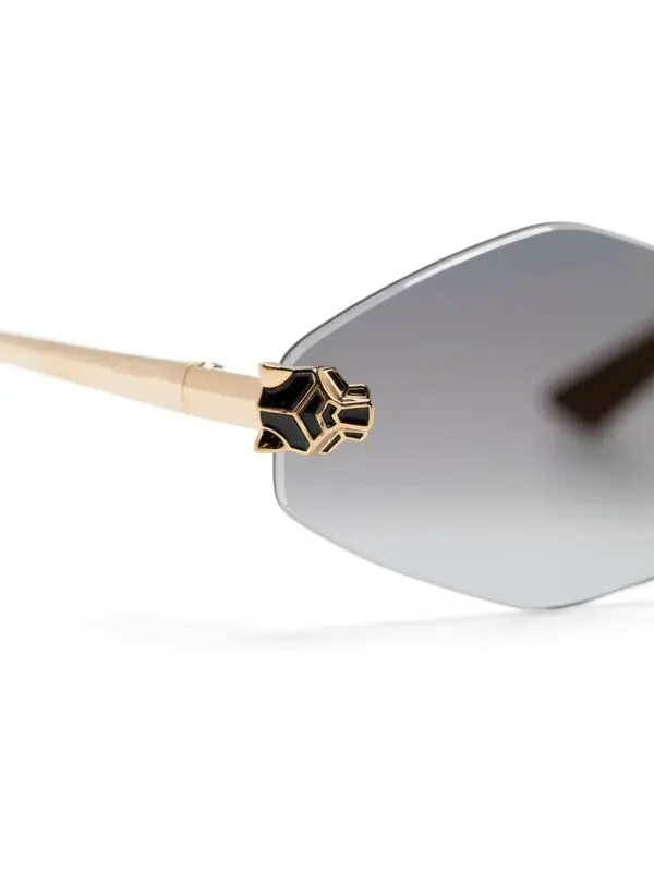 Cartier Tiger Head Geometric Sunglasses - Gold