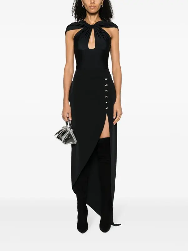 GENNY Crystal-detailed Asymmetric Maxi Skirt