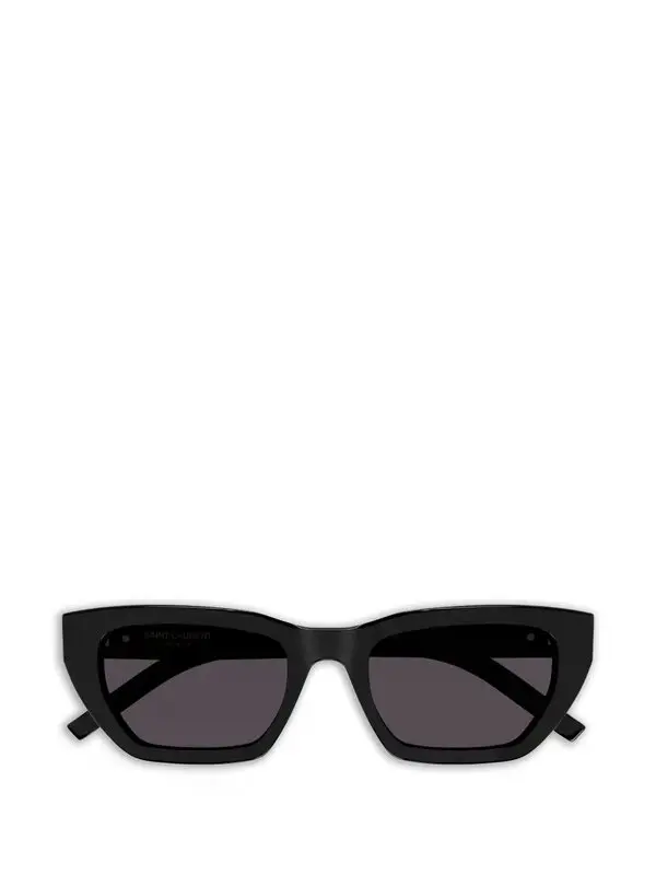 Saint Laurent Logo-plaque Rectangle-frame Sunglasses - Black