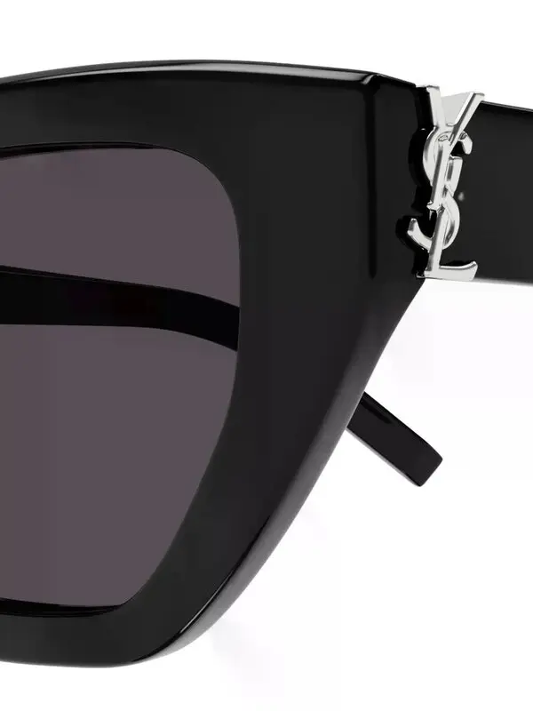 Saint Laurent Logo-plaque Rectangle-frame Sunglasses - Black