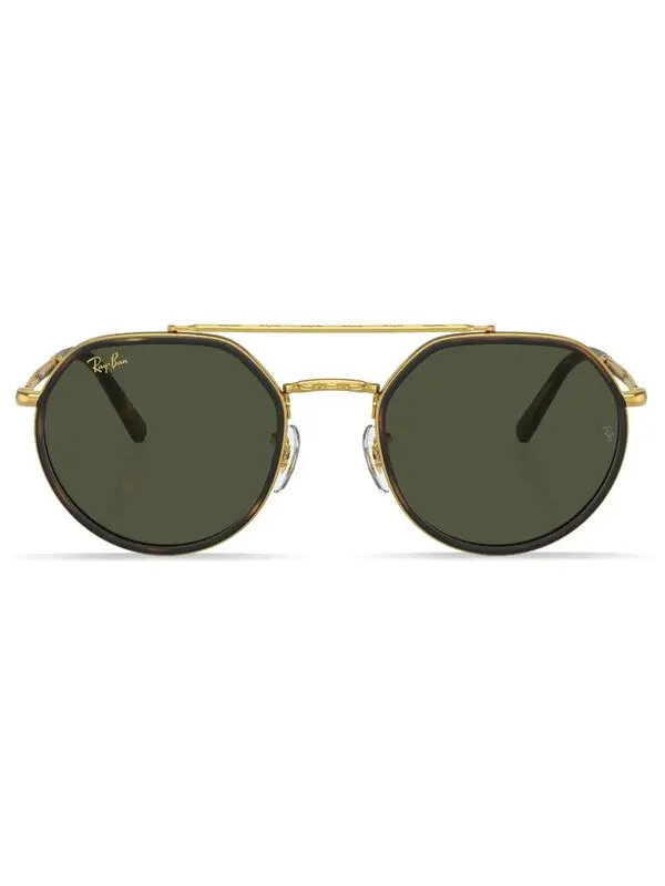 Ray-ban Logo-print Round-frame Sunglasses - Gold