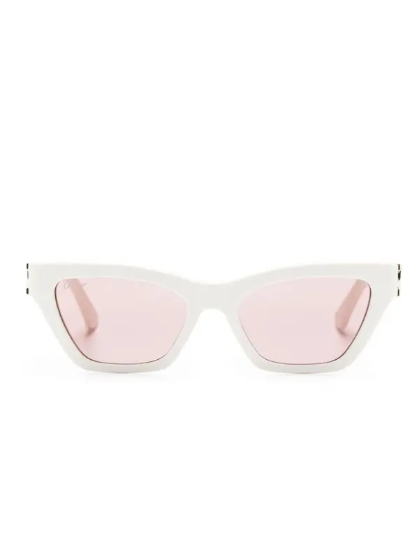 Cartier Logo-plaque Cat-eye Frame Sunglasses - White