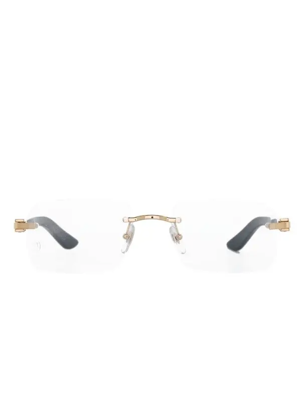 CARTIER Logo-plaque Rectangle-frame Glasses - Black