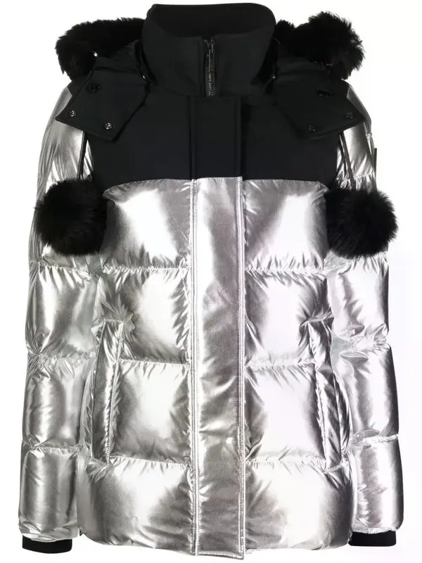 Moose Knuckles Padded Hooded Jacket - Silver