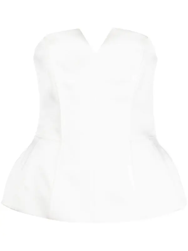 V:PM ATELIER Lumi Peplum-hem Satin Top - White