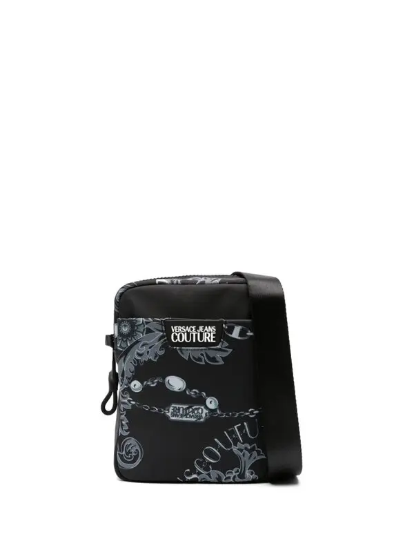 Versace Baroque-pattern Print Shoulder Bag - Black