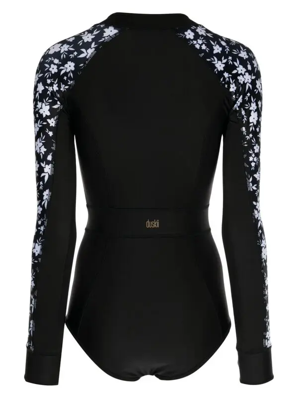 DUSKII Floral Print Zip-up Surf Suit