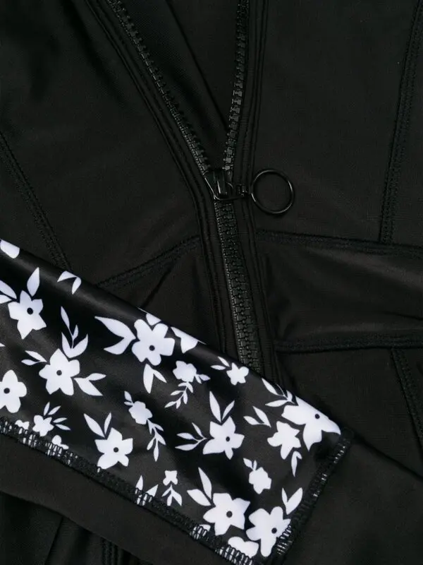 DUSKII Floral Print Zip-up Surf Suit