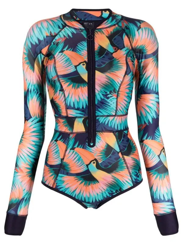 DUSKII Tucan-print Zip-up Surf Suit - Multicolour