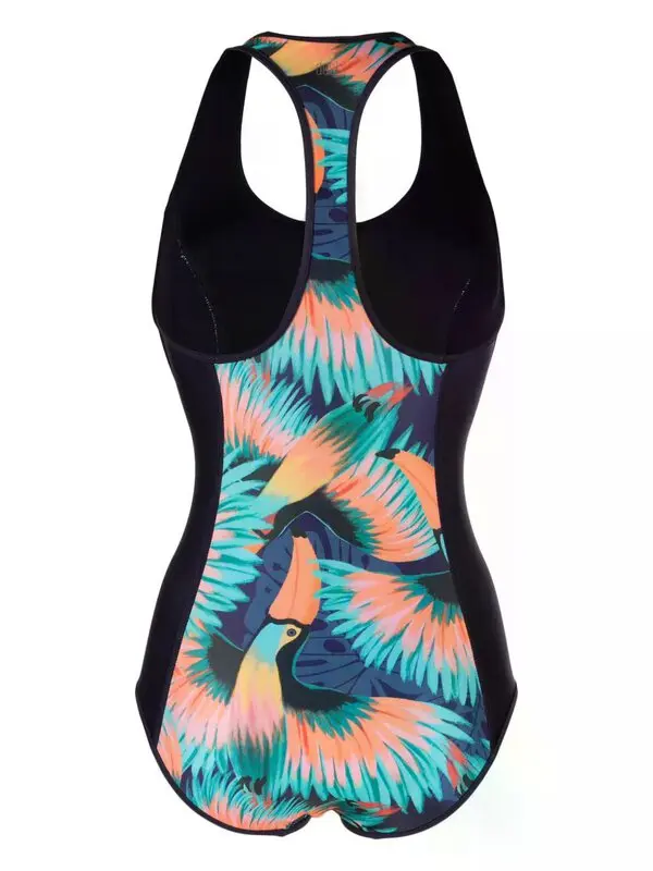 DUSKII Tucan-print Zip-up Swimsuit