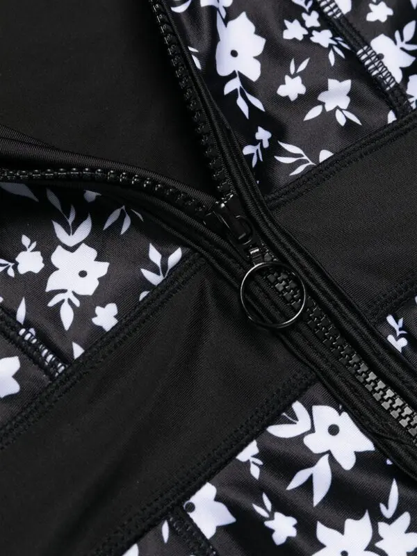 DUSKII Floral-print Zip-up Surf Suit - Black