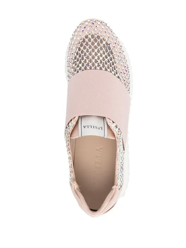 LE SILLA Gilda Crystal-embellished Sneakers - Neutrals