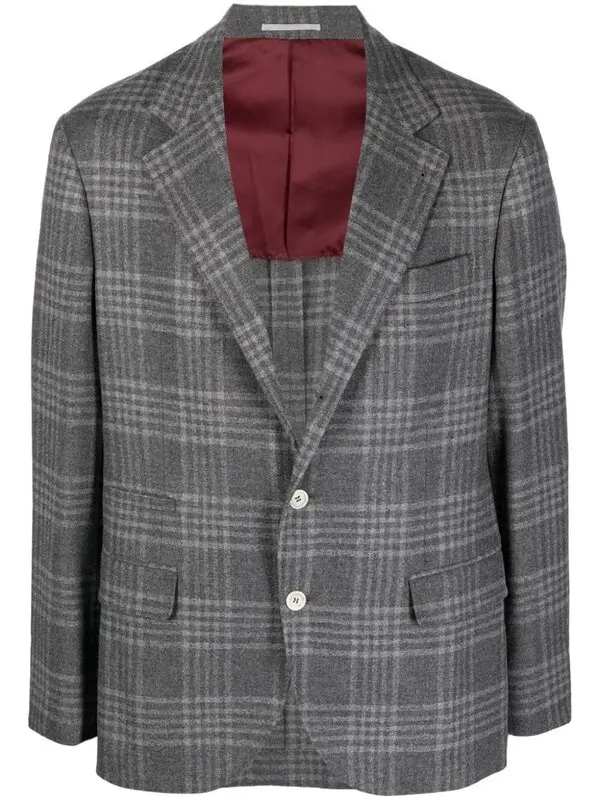 Brunello Cucinelli Check-pattern Wool-blend Blazer