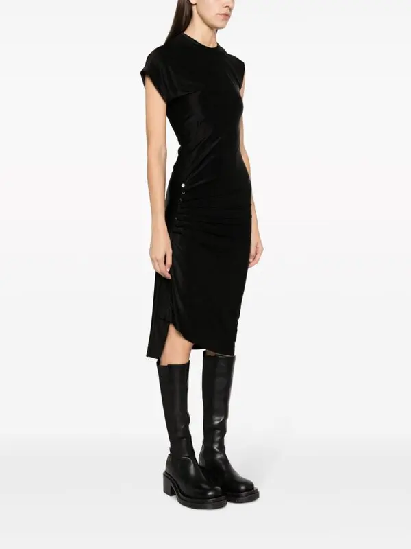 Rabanne Asymmetric Draped Midi Dress - Black
