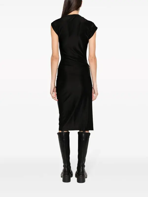 Rabanne Asymmetric Draped Midi Dress - Black