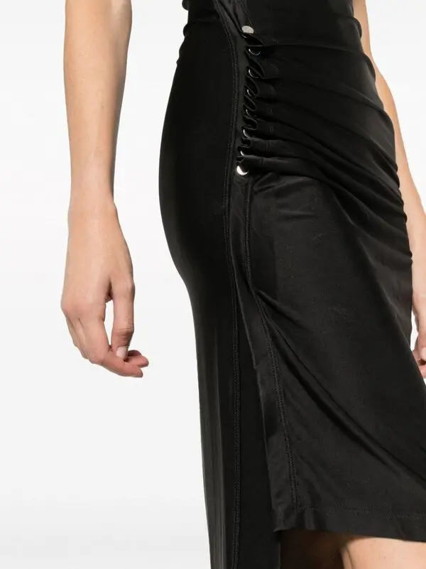 Rabanne Asymmetric Draped Midi Dress - Black