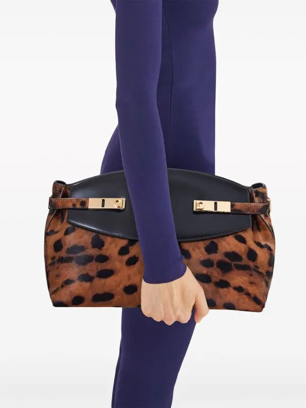 FERRAGAMO Large Studio Leopard-print Clutch Bag