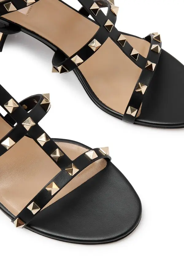 Valentino Garavani Rockstud 60 Leather Sandals - Black