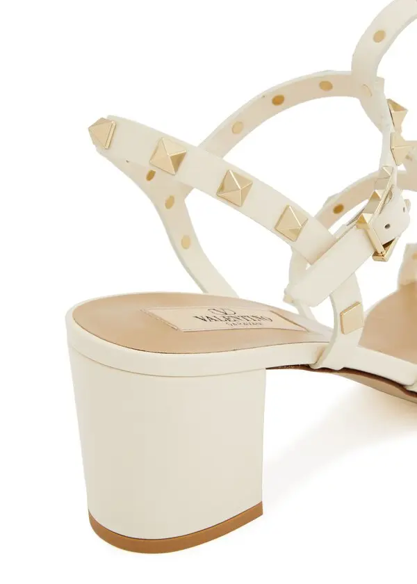 Valentino Garavani Rockstud 60 Leather Sandals - Ivory