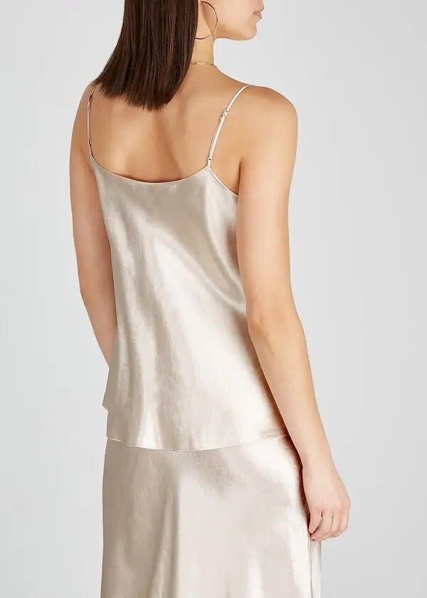 Vince Hammered Satin Top - Beige