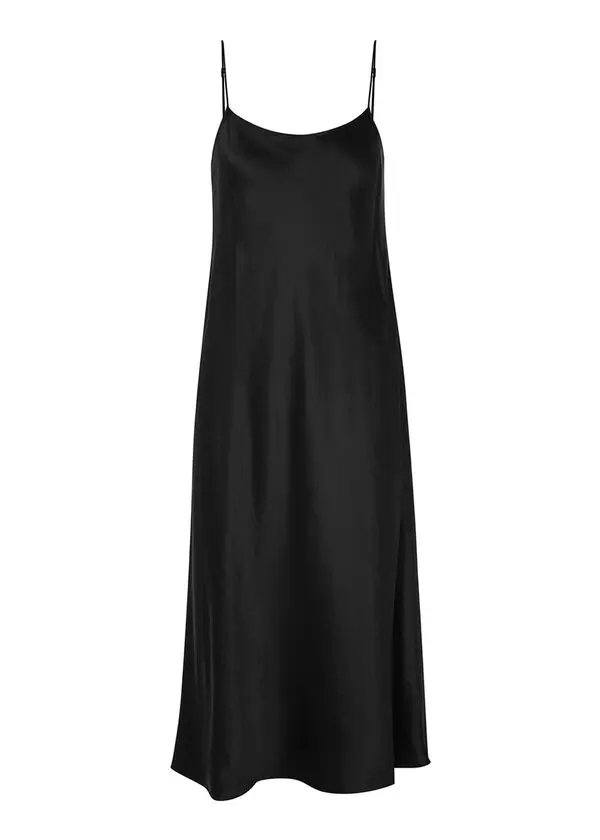 Vince Hammered Satin Slip Dress - Black