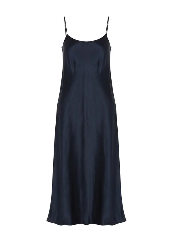 Vince Hammered Satin Slip Dress - Navy