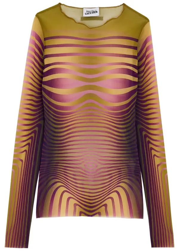 JEAN PAUL GAULTIER Body Morphing Printed Tulle Top