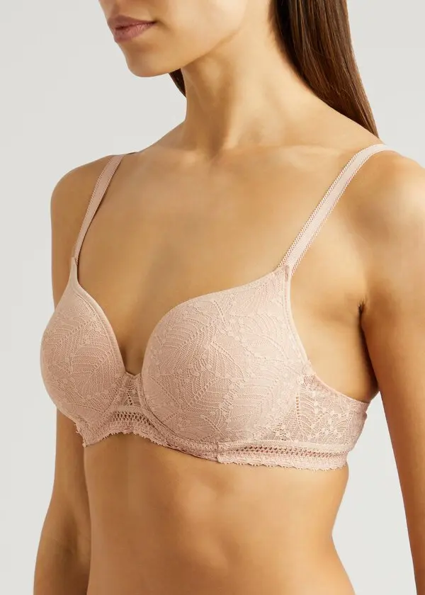 Simone Perele Comete Spacer Underwired Lace Plunge Bra - Sand