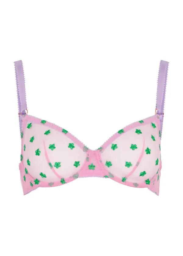 DORA LARSEN Arella Embroidered Tulle Underwired Bra 32c