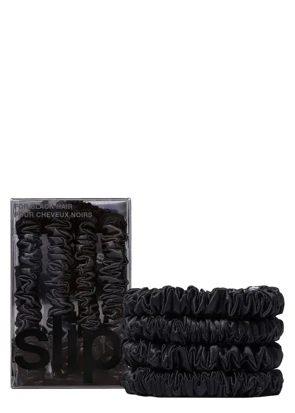 Slip Pure Silk Skinny Scrunchies Set Of 4 - Black
