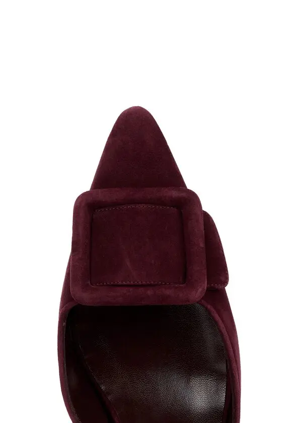 Manolo Blahnik Maysale 50 Suede Mules - Burgundy