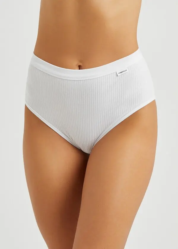 Chantelle Comfort High-waist Stretch-cotton Briefs - White