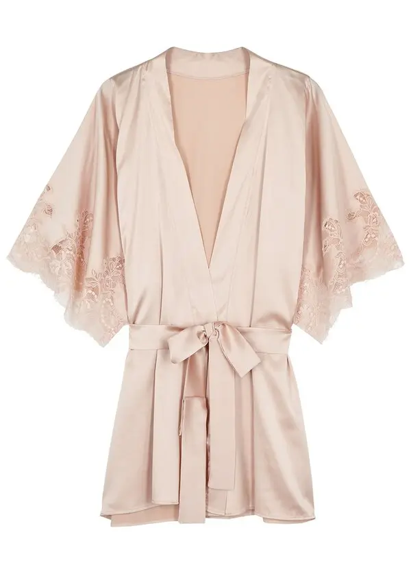 FLEUR OF ENGLAND Signature Silk-blend Robe - Nude