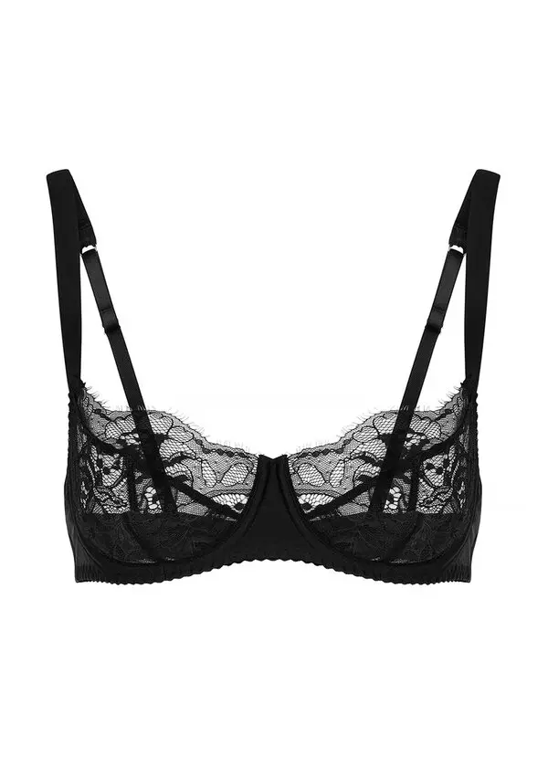 FLEUR OF ENGLAND Signature Lace Balcony Bra - Black